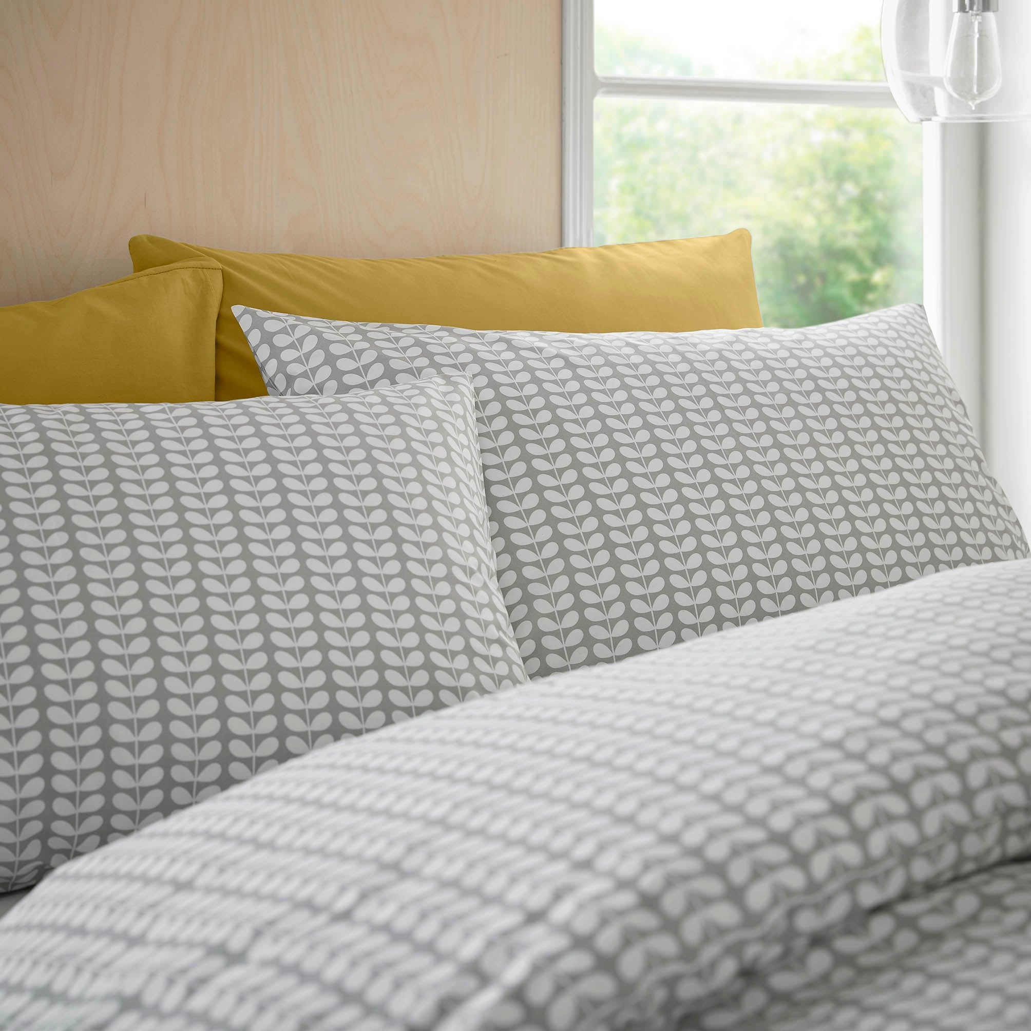 light grey patterned bedding