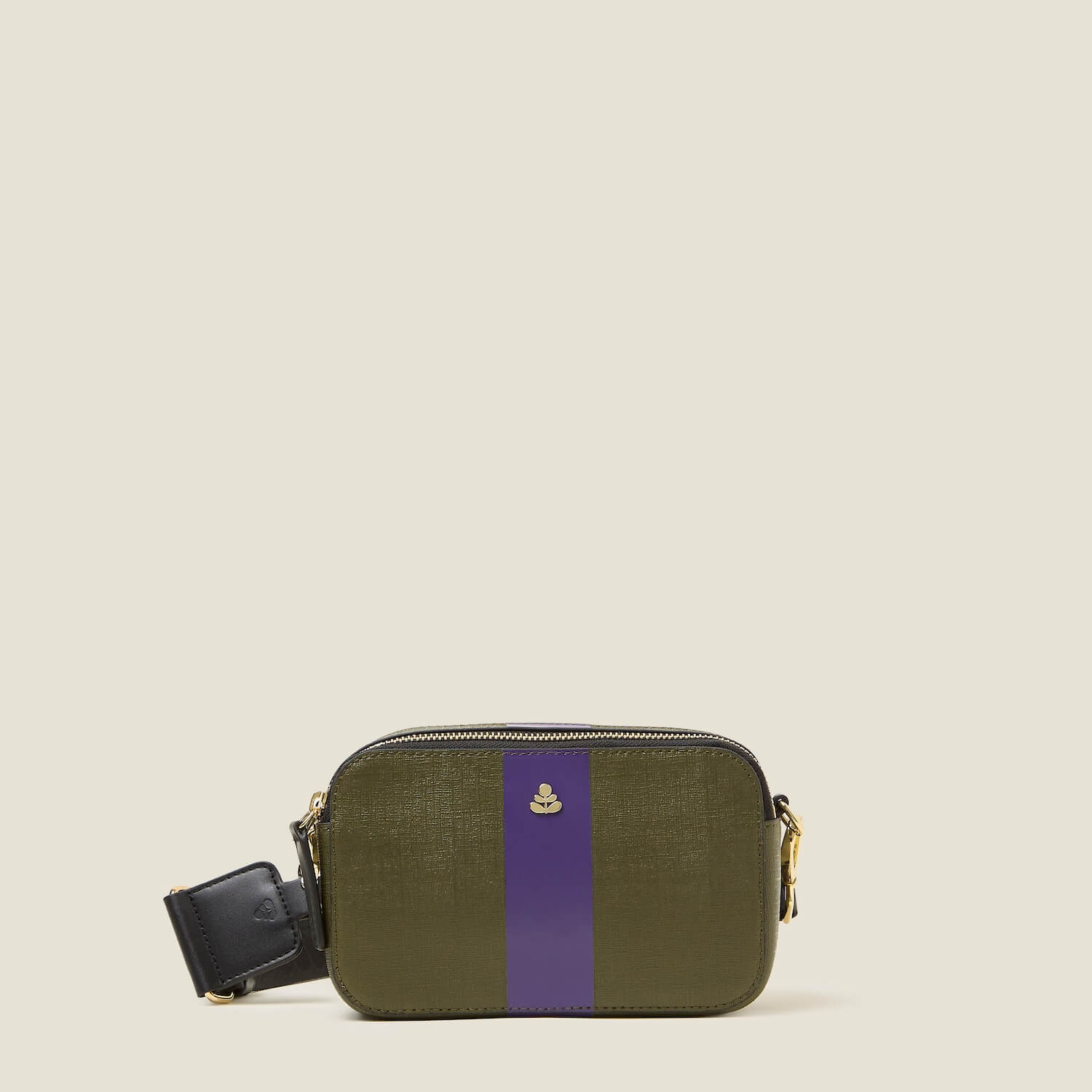 Duo Crossbody Bag - Shiny Stripe Spruce Purple Green | Orla Kiely