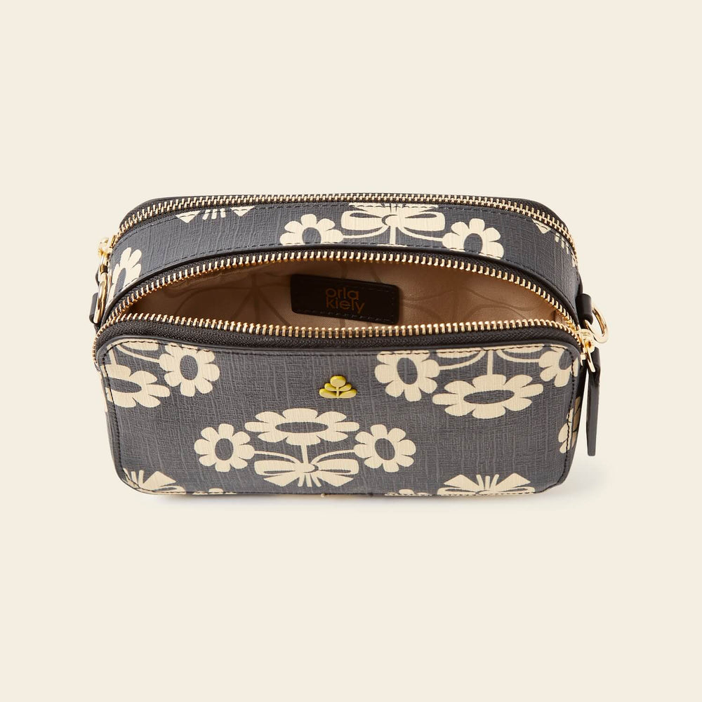 Duo Crossbody Bag For Women - Posey Flower Midnight Black | Orla Kiely