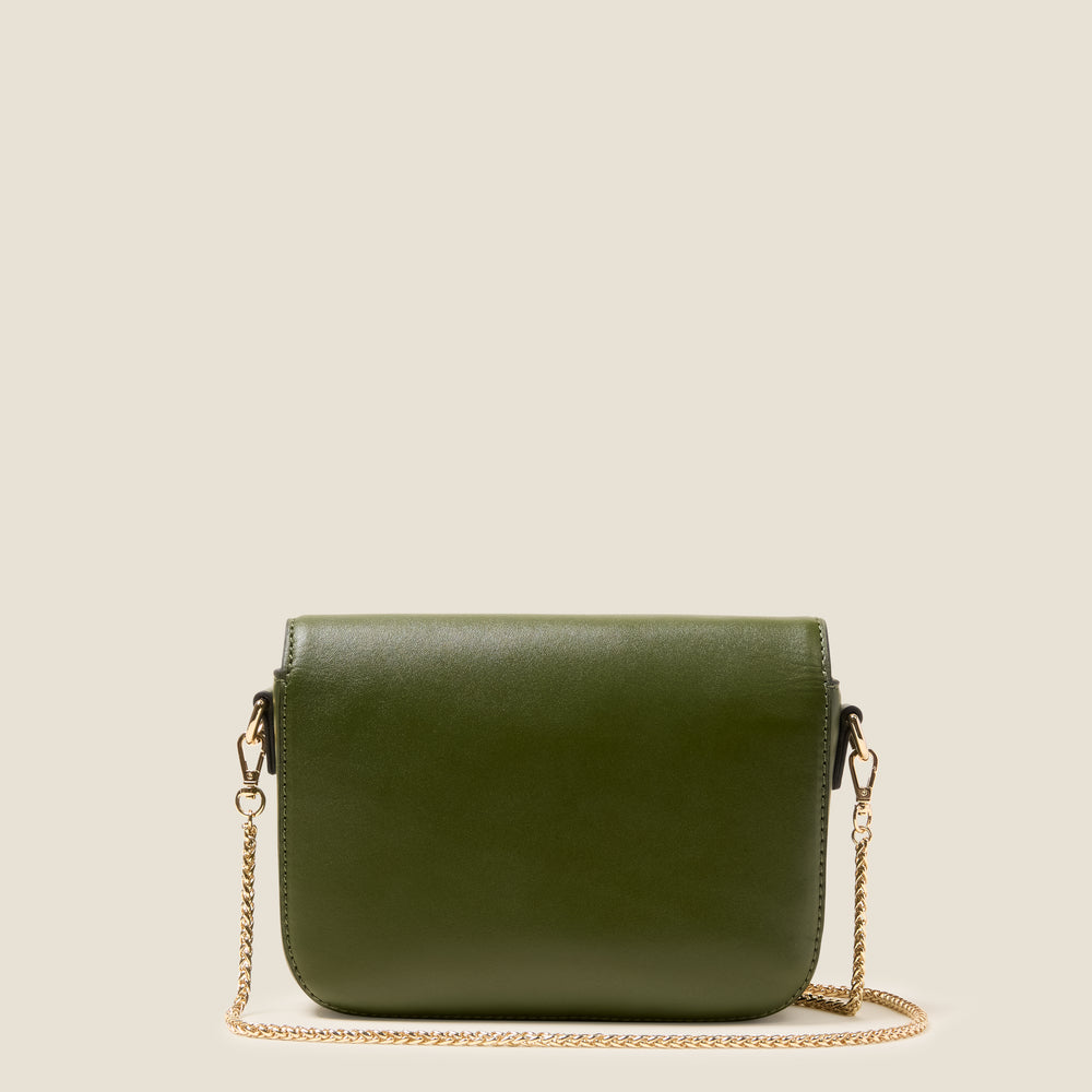 Mini Eclipse Leather Crossbody Bag - Flower Applique Forest