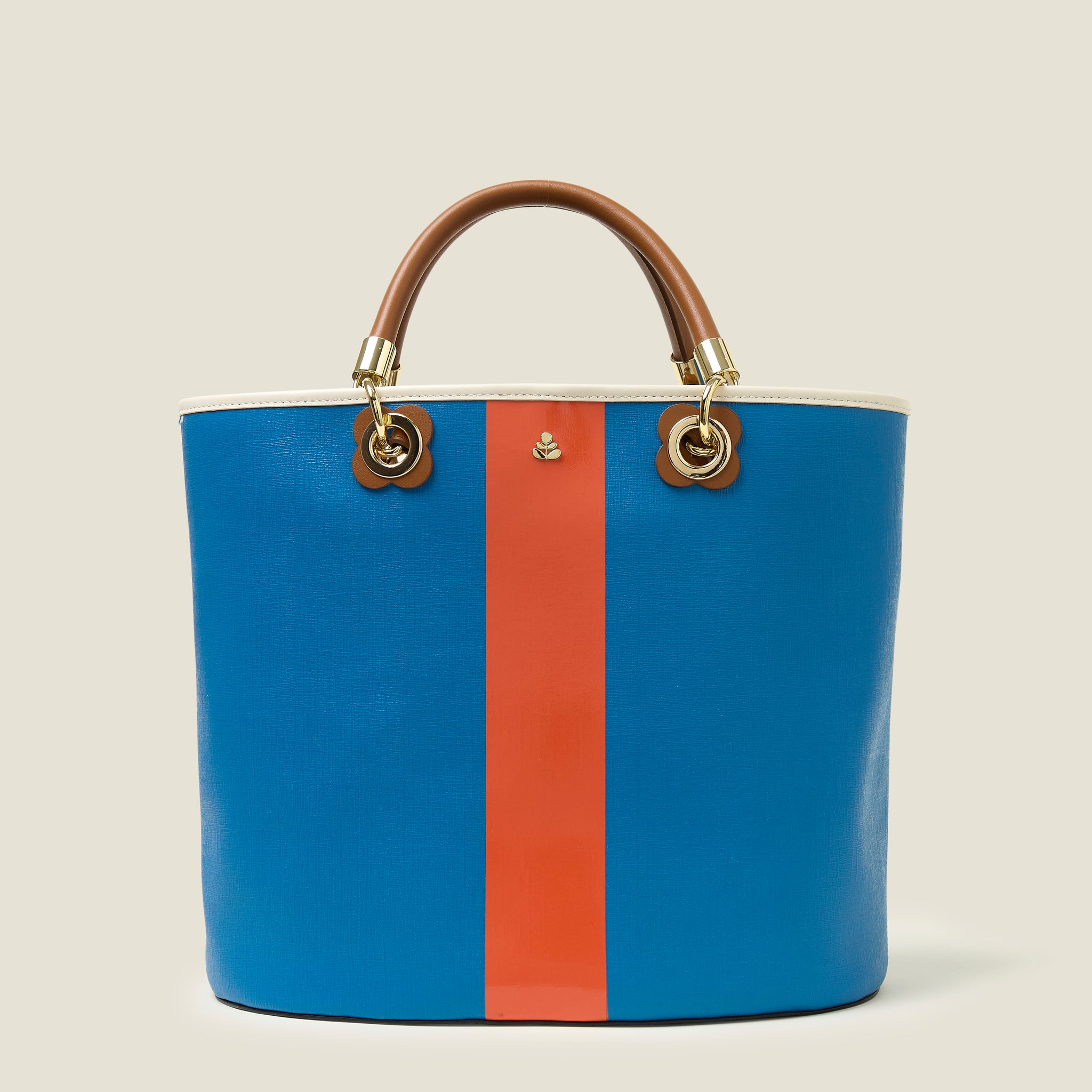 Smile Tote Bag | Orla Kiely Barkcloth Women's Everyday Tote | Blue