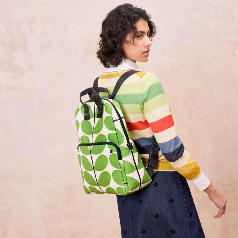 Lotta Backpack | Orla Kiely Rucksack With Laptop Sleeve | Green Print