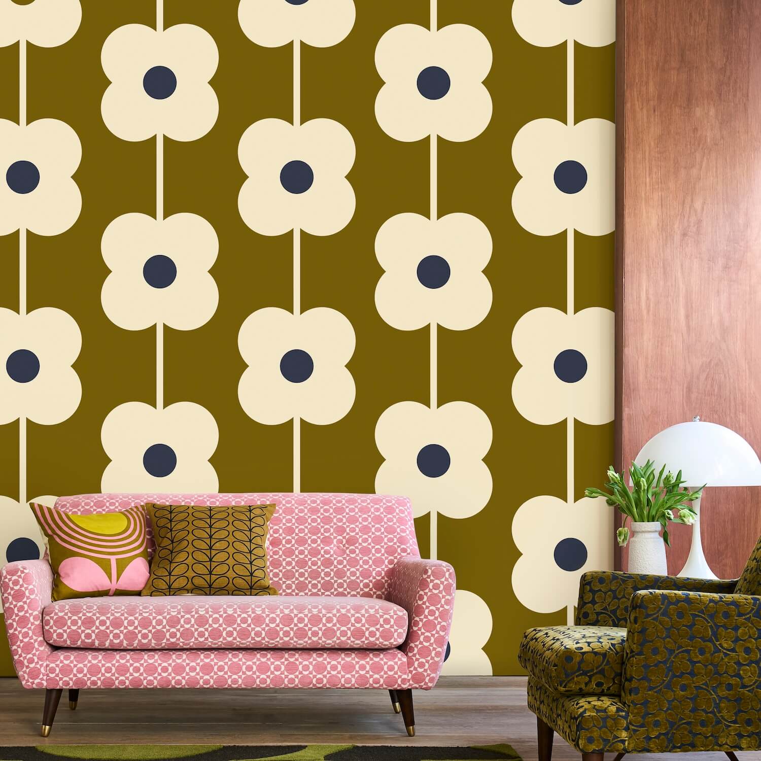 Abacus Flower Wallpaper - Fawn - 70cm x 10m | Orla Kiely