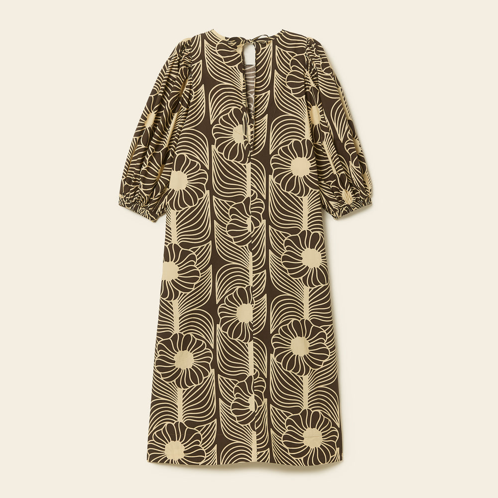 Bella Puff Sleeve Dress Moonflower Walnut