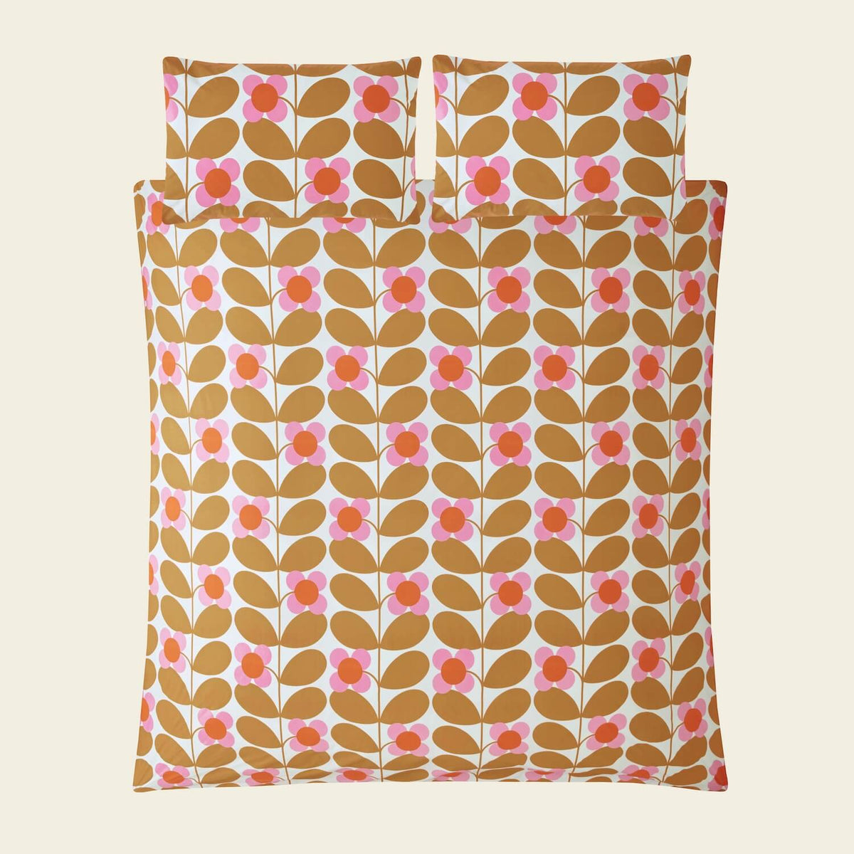 Stem Bloom Floral Bed Linen Set Saffron - Pink & Orange | Orla Kiely