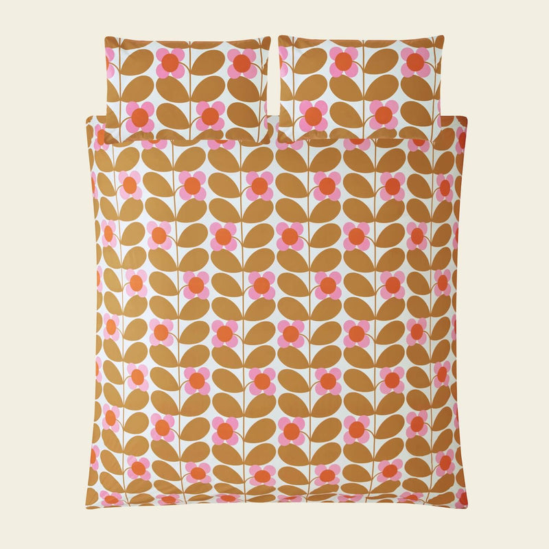 Stem Bloom Floral Bed Linen Set Saffron - Pink & Orange | Orla Kiely