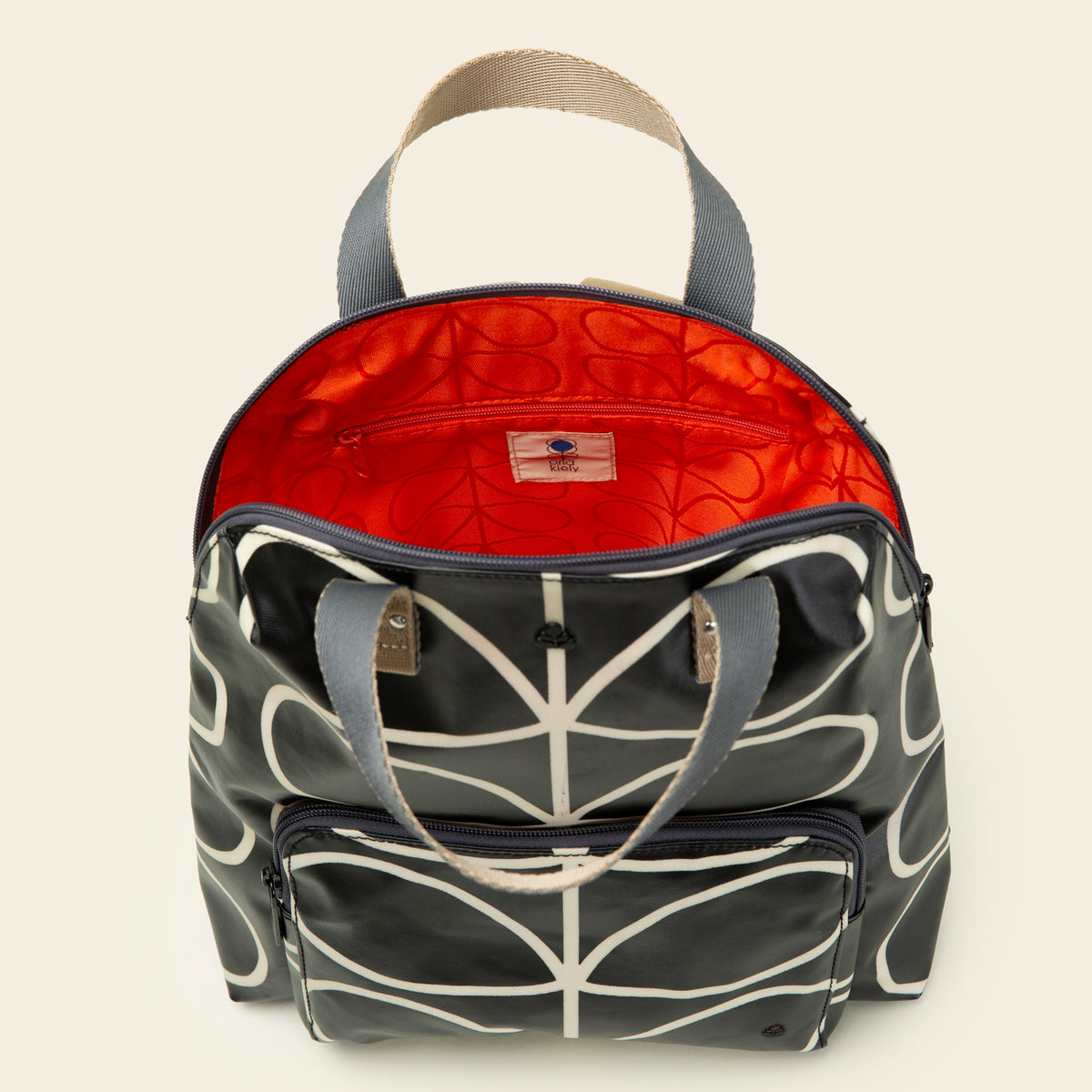 Bestie Backpack For Women Linear Stem Liquorice Black | Orla Kiely