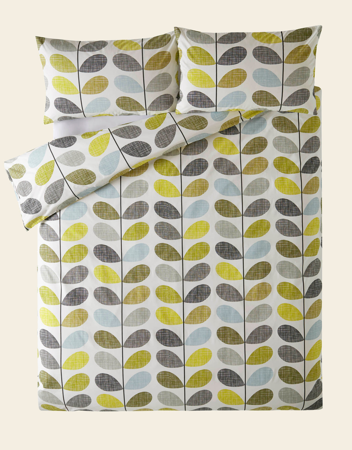 Scribble Stem Bed Linen Duck Egg - Green and Blue | Orla Kiely